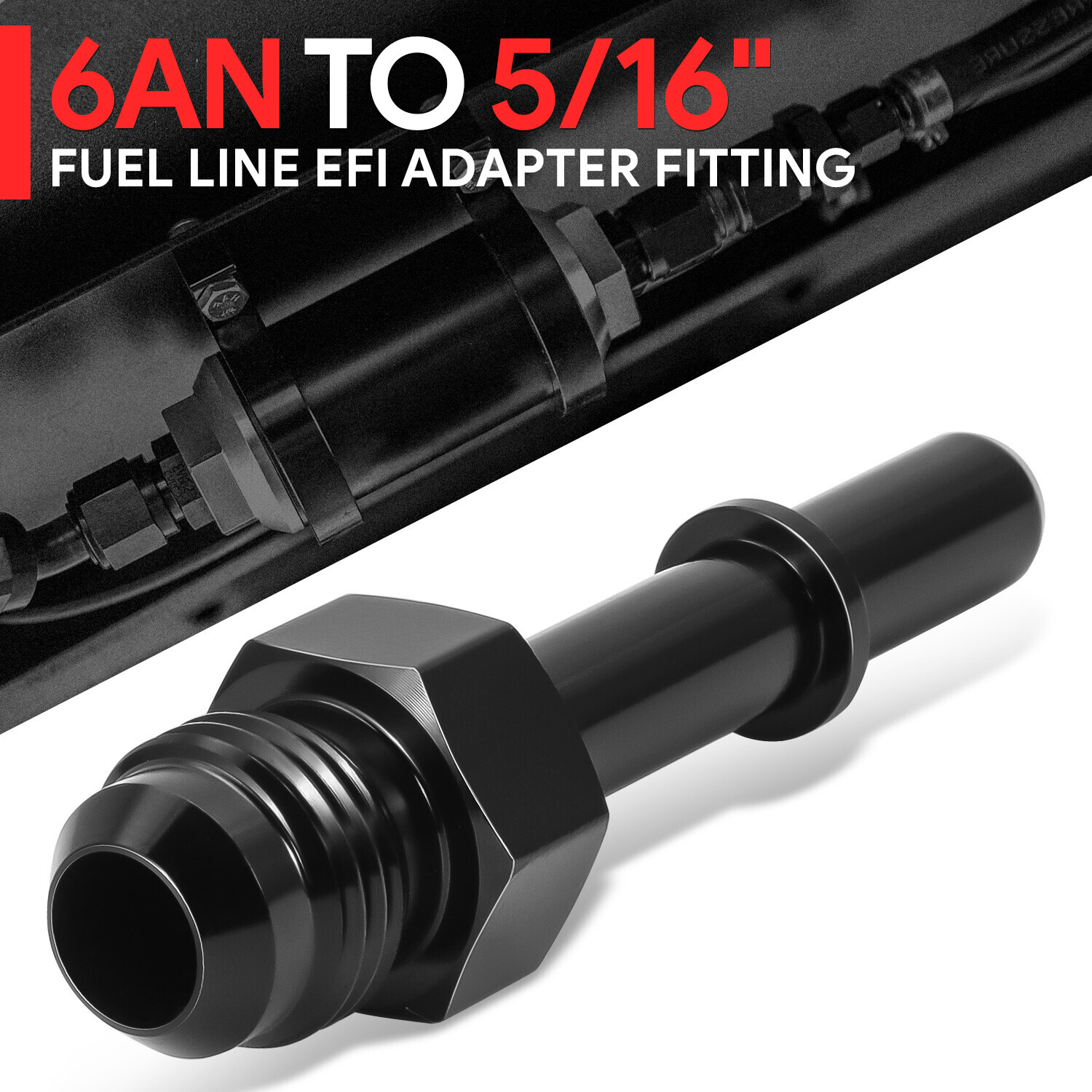 6AN EFI Fitting Adapter Fuel Line Male to 5/16" Rail Aluminum Quick ...