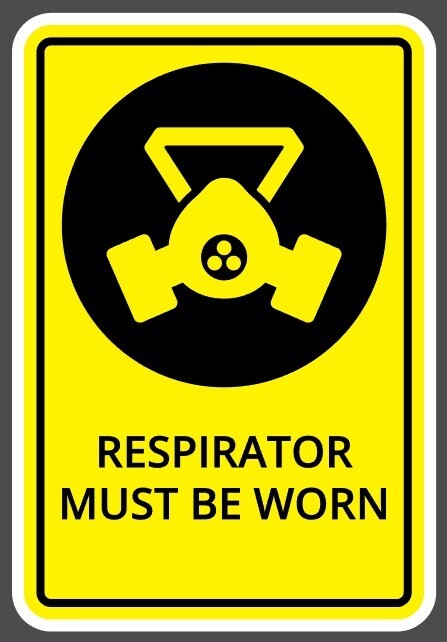4pack RESPIRATOR STICKER Waterproof Vinyl 145mm x 100mm OHS WHS STICKER ...