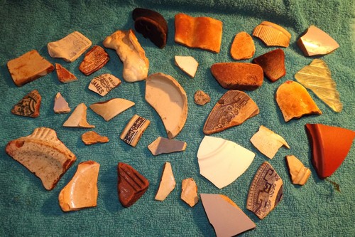 River-eroded pottery pieces- all eras for mud-crafting/ mosaics ...