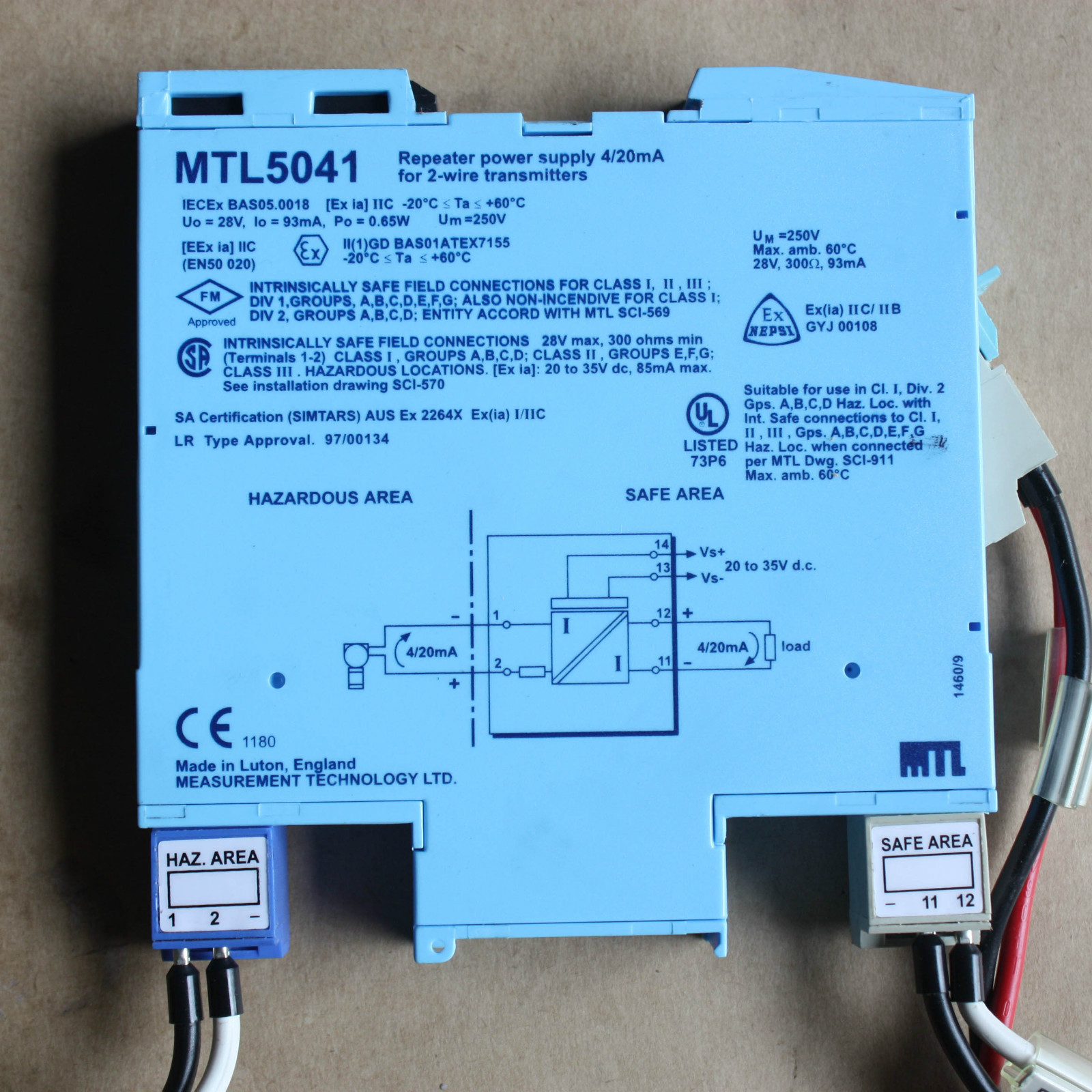 MTL5041 Repeater Power Supply 4/20mA 2 wire transmitters intrinsically ...