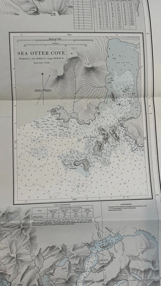 Vintage Hydrographic Chart Quatsino Sound Vancouver Island British ...
