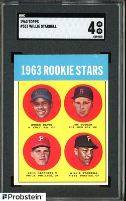 1963 Topps #553 Willie Stargell Pittsburgh Pirates RC Rookie HOF SGC 4 ...