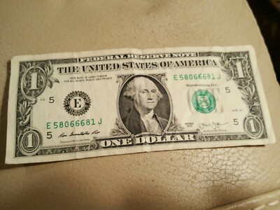 the devil satan 666 2013 Dollar 1 $ Bill Serial e 58066681 j Circulated ...