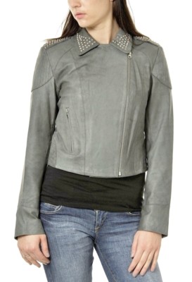 GUESS Women’s Tiesto Studded Leather Jacket – Moss Green sz S | eBay
