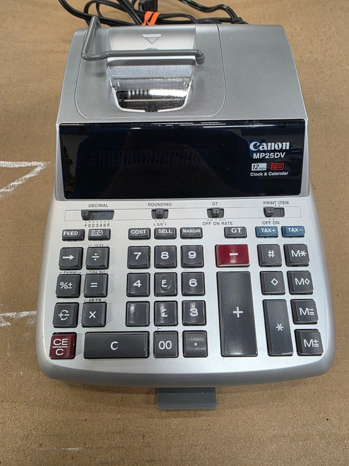 Canon MP25DV Desktop 12 Digit, 2 Color Printing Calculator With Clock ...