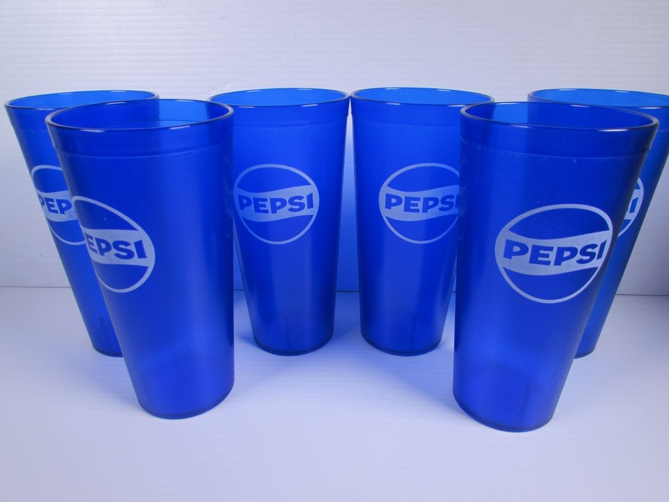 New LOT OF (6) Pepsi Cola Restaurant Blue Globe Plastic Tumblers Cups ...