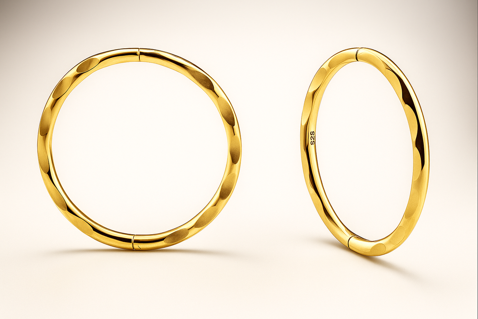 9ct Yellow Gold on Silver 12mm Hinged Sleeper Hoop Earrings | eBay UK