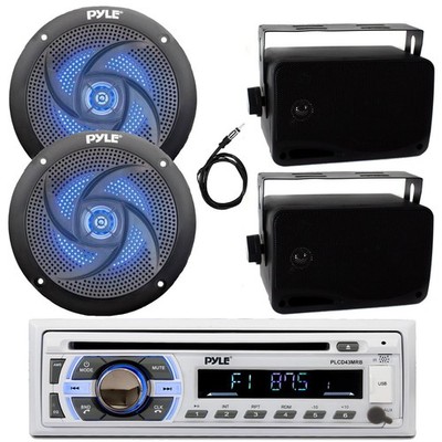 Pyle CD Bluetooth Radio, Antenna, 2x 5.25" 180W LED + 2x 3.5'' Speaker ...