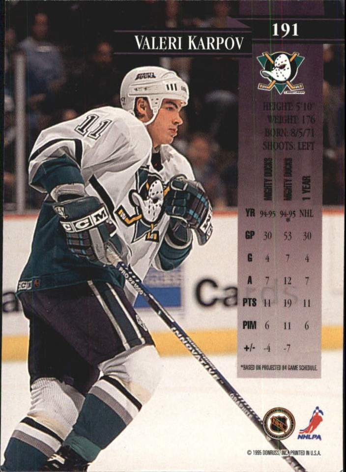 1995-96 Donruss #191 Valeri Karpov | eBay