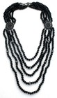 Chaps Black Bead Necklace Runway Statement Jewelry 5 Strands ...