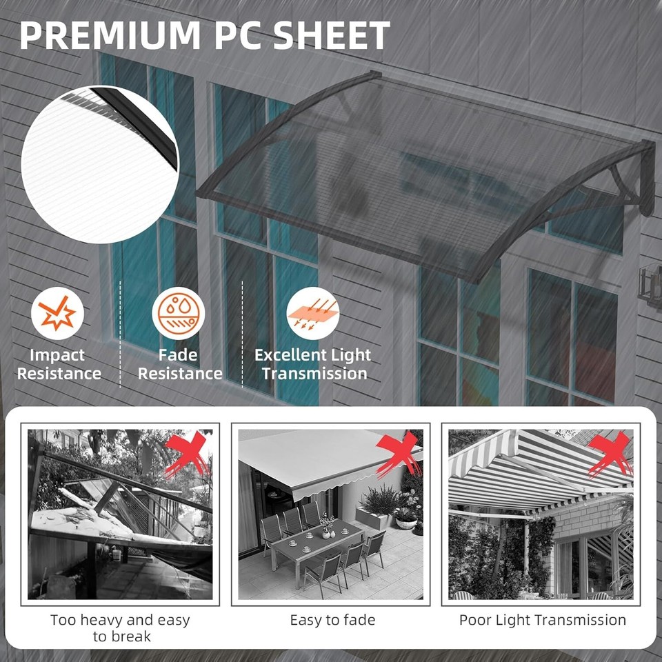 32"x40" Window Awning UV Rain Cover Front Door Canopy Exterior Awnings ...