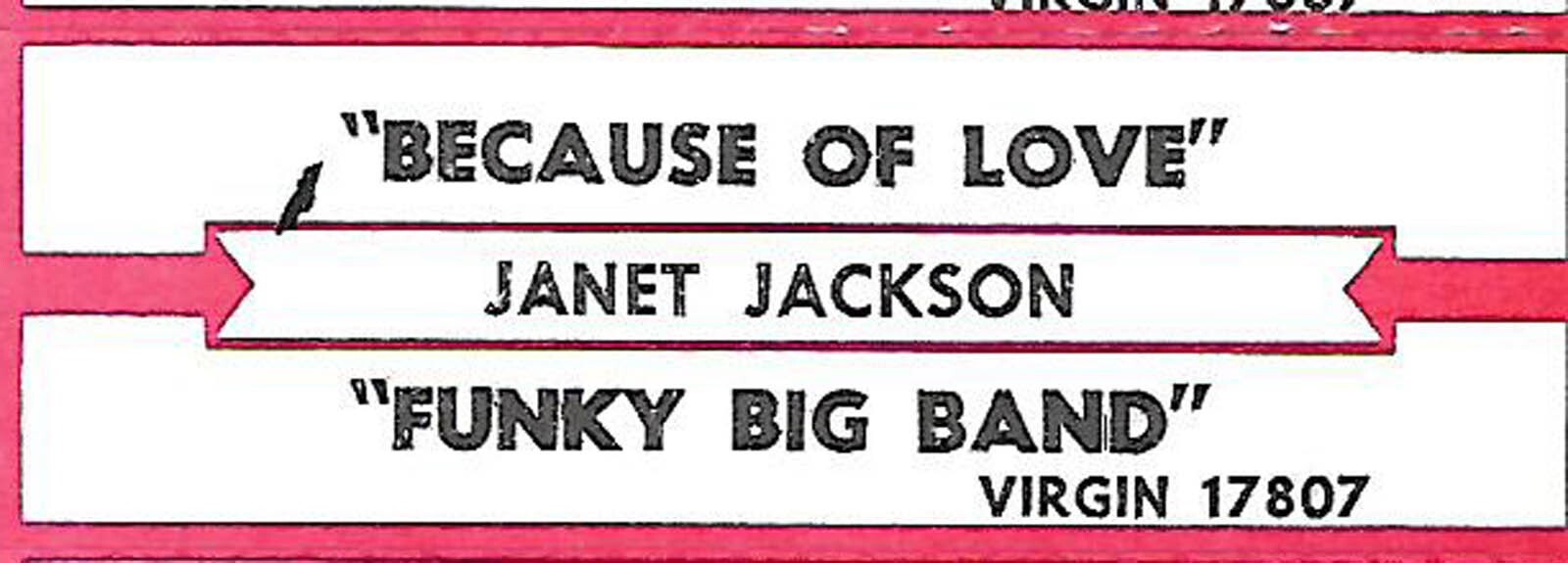 Janet Jackson, Because Of Love/Funky Big Band, Jukebox Label 45 | eBay