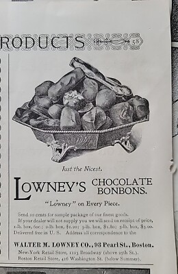 Early 1900s Walter Lowney's Chocolate Bonbons Candy Vintage Ad | eBay