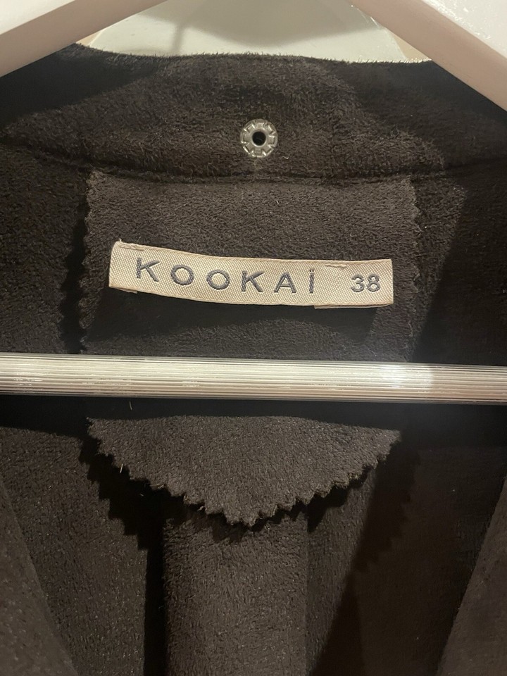 KOOKAI Ladies Size 38 Brown Full Zip Jacket Faux Fur Trim Microsuede | eBay