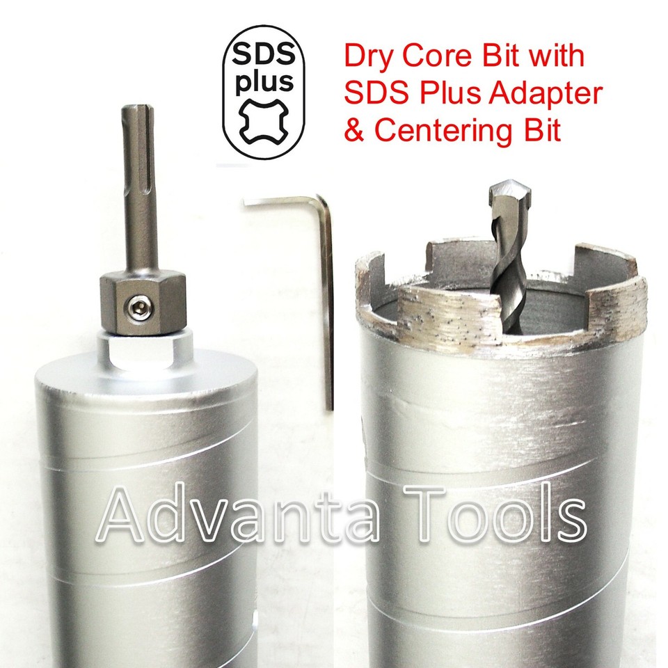 4-1/2" Dry Diamond Core Bit for Concrete with SDS Plus Adapter & Pilot ...