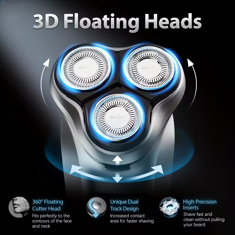 SEJOY Men's Electric Razor - Cordless Rechargeable Shaver with Pop-up ...