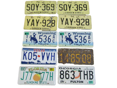 lot 10 pairs/singles License Plate NJ WY TX CO FL GA | eBay
