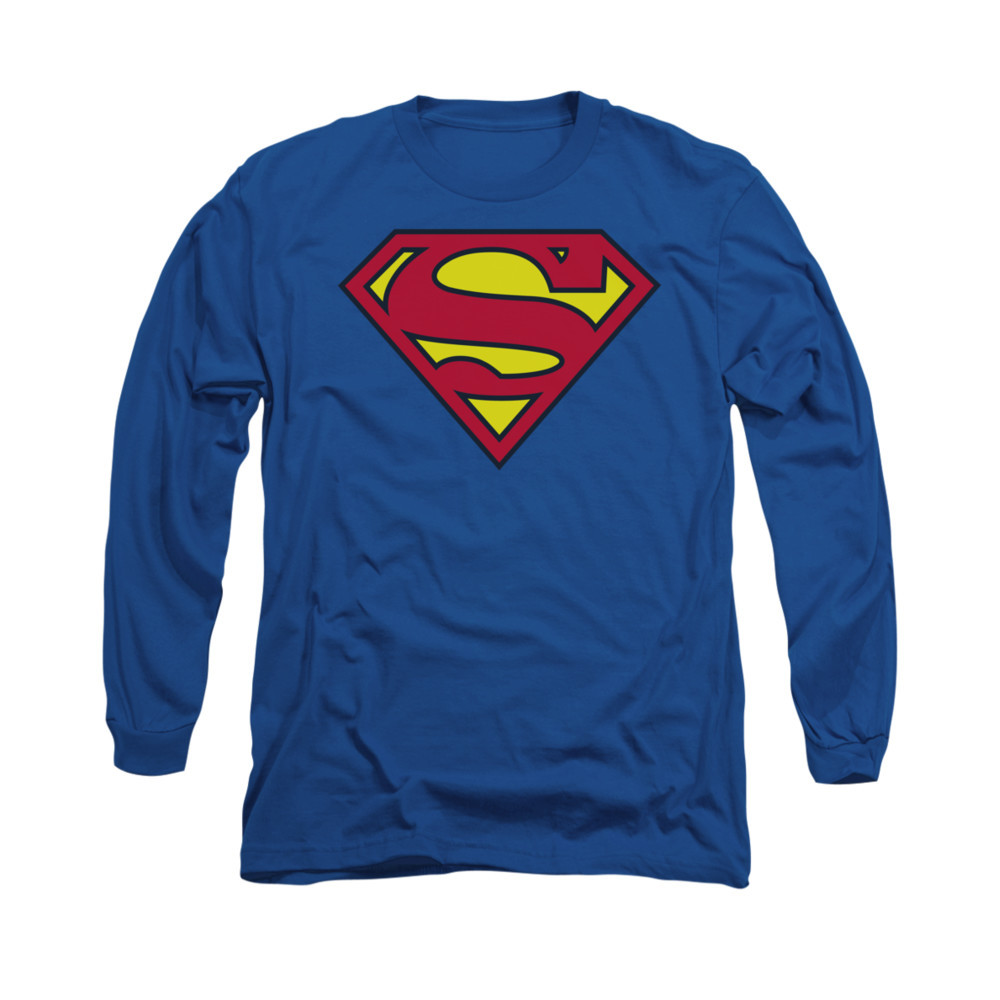 SUPERMAN CLASSIC LOGO Licensed Adult Men's Long Sleeve Graphic Tee ...