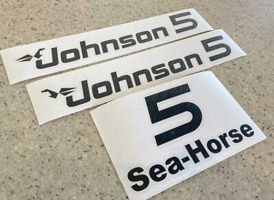 Johnson Vintage Outboard Motor 5 HP Decal Kit FREE SHIP + FREE Fish ...