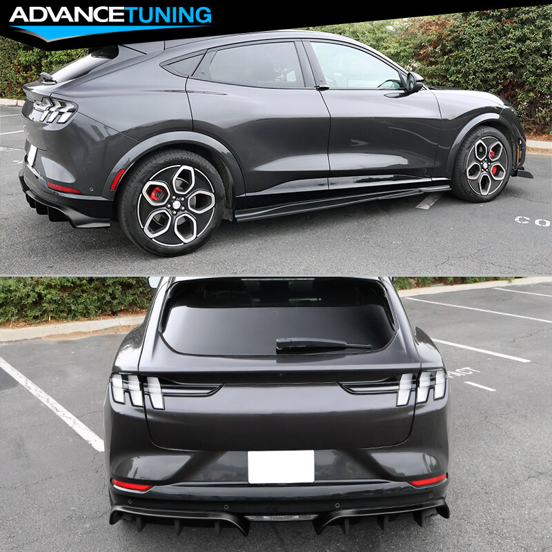 Fits 21-24 Ford Mustang Mach-E GT Gloss Black Rear Bumper Lip Diffuser ...