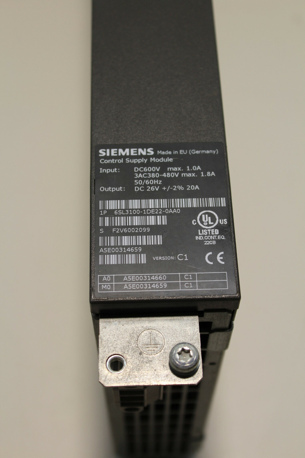 Siemens 6SL3100-1DE22-0AA0 Sinamics Control Supply Module | eBay