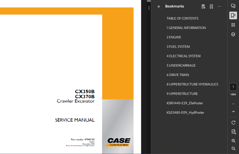 CASE CX370B CRAWLER EXCAVATOR SERVICE REPAIR SHOP MANUAL PDF USB | eBay