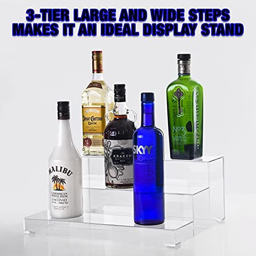 BAR BOTTLE RACK Display Clear Acrylic Stand Riser 3-Tier 15x6x12 Inch ...