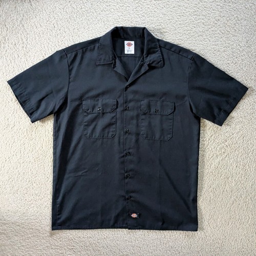 Dickies Button-Up Shirt Men's Size Large Black Short Sleeve Work Wear ...
