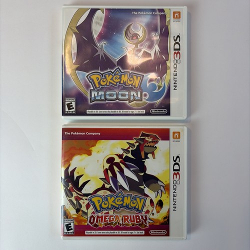 Pokemon Moon & Omega Ruby 3ds Bundle USA With Cases Complete Box CIB ...