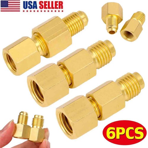 6 PCS R134a To R12 Fitting Adapter 1/4 Female Flare 1/2 Male Valve Kits ...