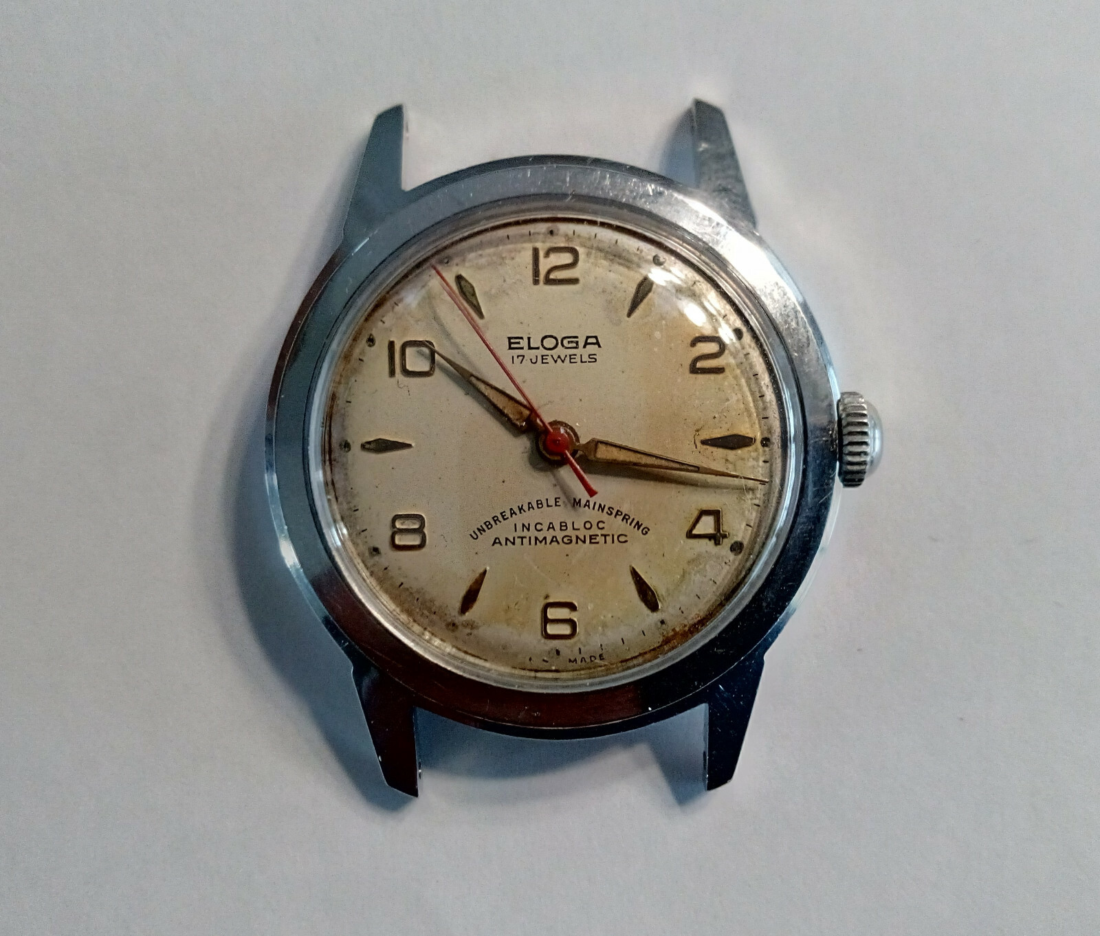 Vintage ELOGA 17 Jewel Water Resistant with Red Second Hand All ...