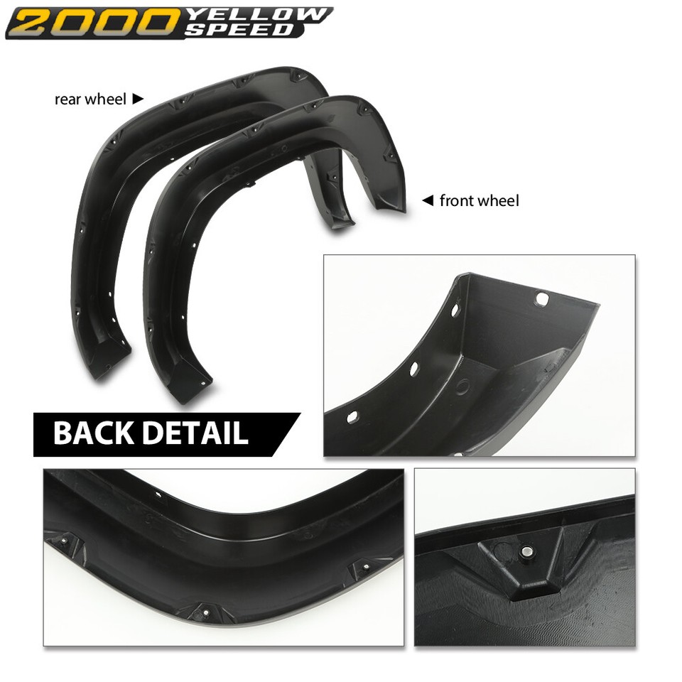 Pocket Rivet Black Wheel Fender Flares 4Pcs Fit For 2016-2022 Toyota ...