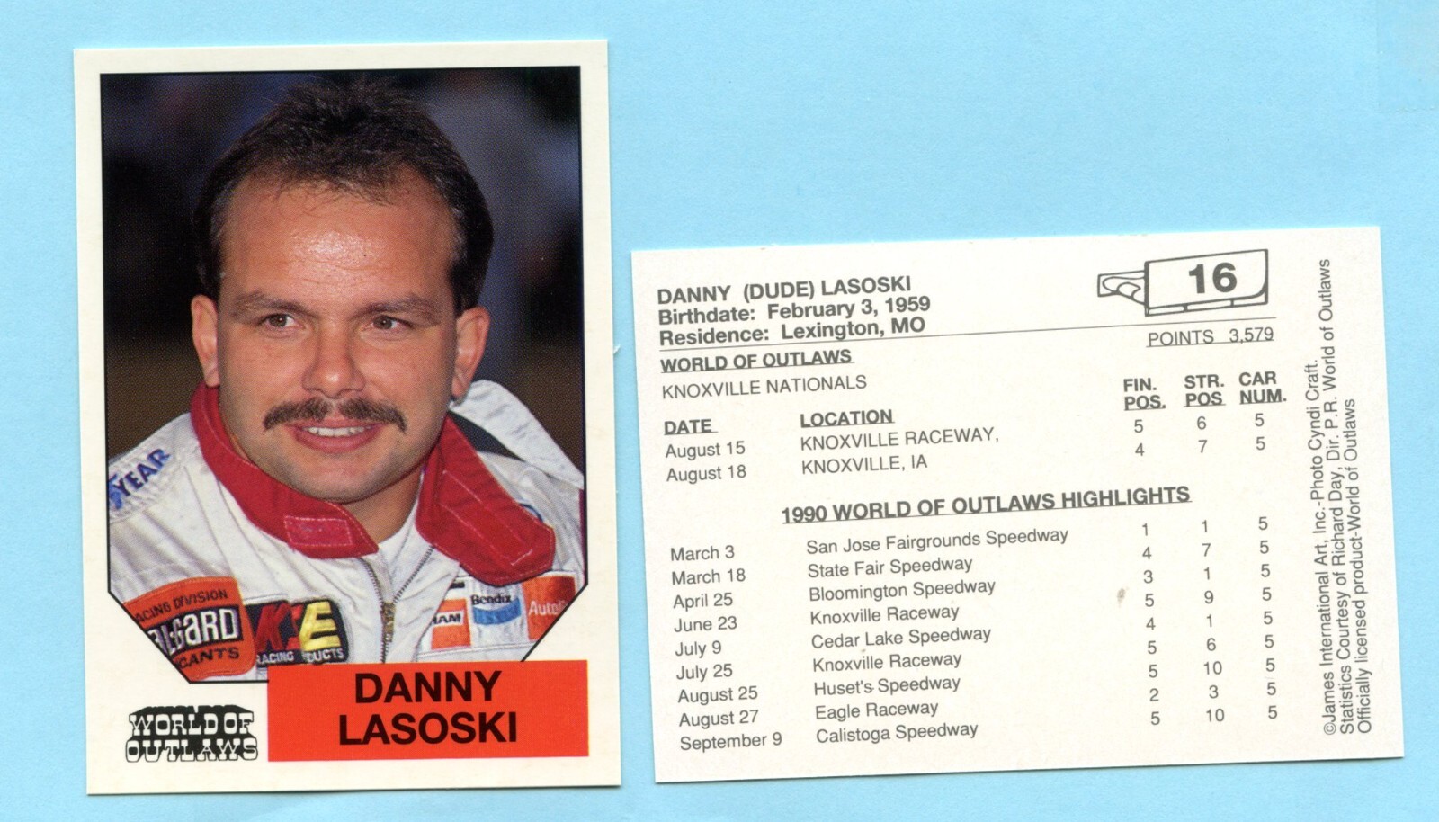1990 World of Outlaws - Danny Lasoski - 16 | eBay