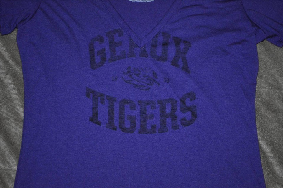 Nike LSU Geaux Tigers Womens Slim Fit V-Neck T-Shirt Purple See Sizes ...