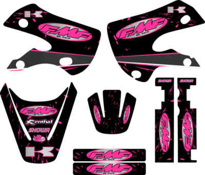 FMF Exhaust Graphics fits KLX 110 00-09 Graphic Kit Sticker KLX110 Pink ...