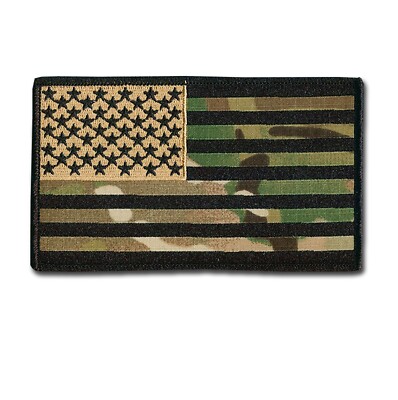 Large 5" X 3" US American Flag Patch (Multicam - Black ) Hook and Loop Backing | eBay