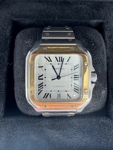 Cartier Santos Large 4072 18K YG Two Tone Silver Dial Auto Men's Watch ...