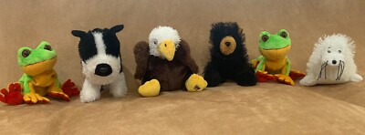 Lot of 6 GANZ WEBKINZ PRE-LOVED FROGS SEAL EAGLE DOG BEAR NO HANG TAGS ...