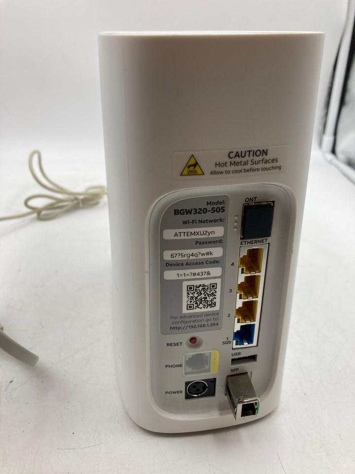 AT&T BGW320-505 WiFi Internet Modem Router Broadband Gateway W/ CORD ...