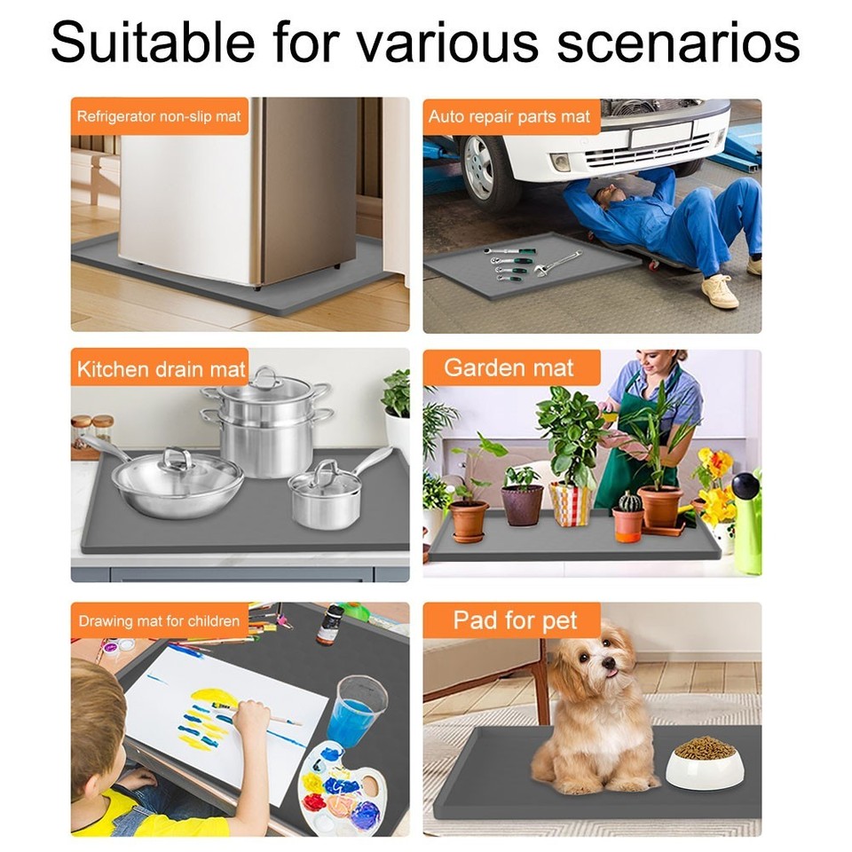 Silicone Fridge Mat with Raised Edge for Leak Protection and Floor ...