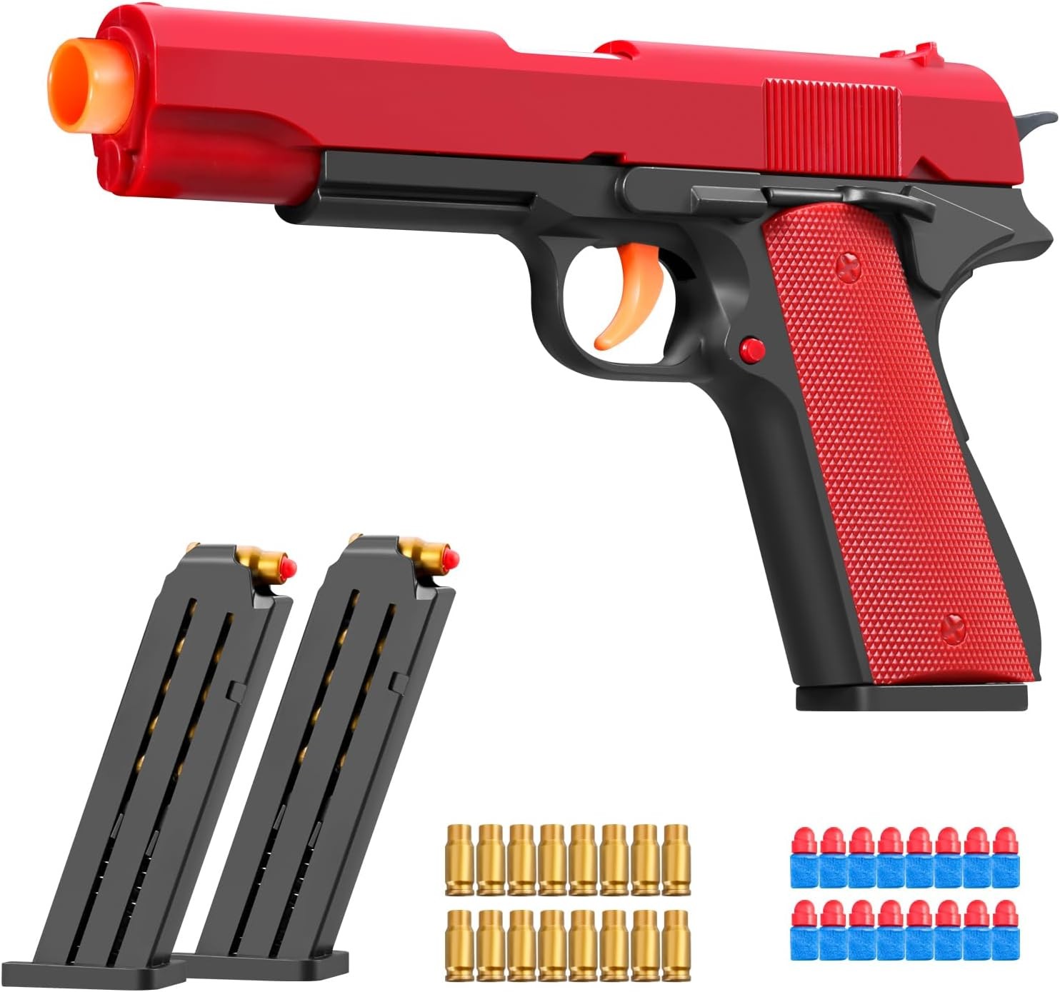 Look Real Toy Red Gun with Ejecting Soft Bullets,Pistol Toys Play EVA ...