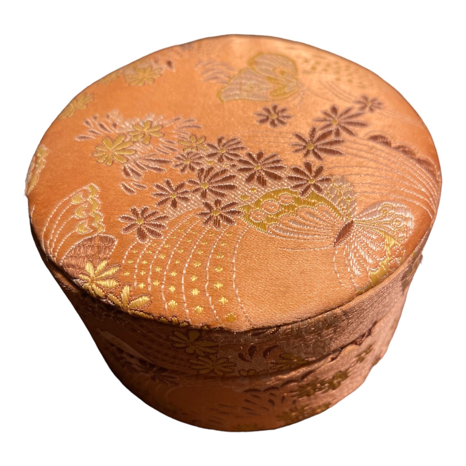 Vintage Cloth Jewelry Box, 3" Round Trinket for Dresser Hand Crafted ...