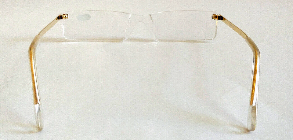 Vintage 90's Rectangle Metal Rimless Half Frame Reading Glasses +2.25 ...