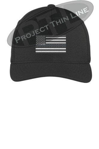 Thin SILVER Line American Flag Corrections Officer Flex Fit Baseball ...