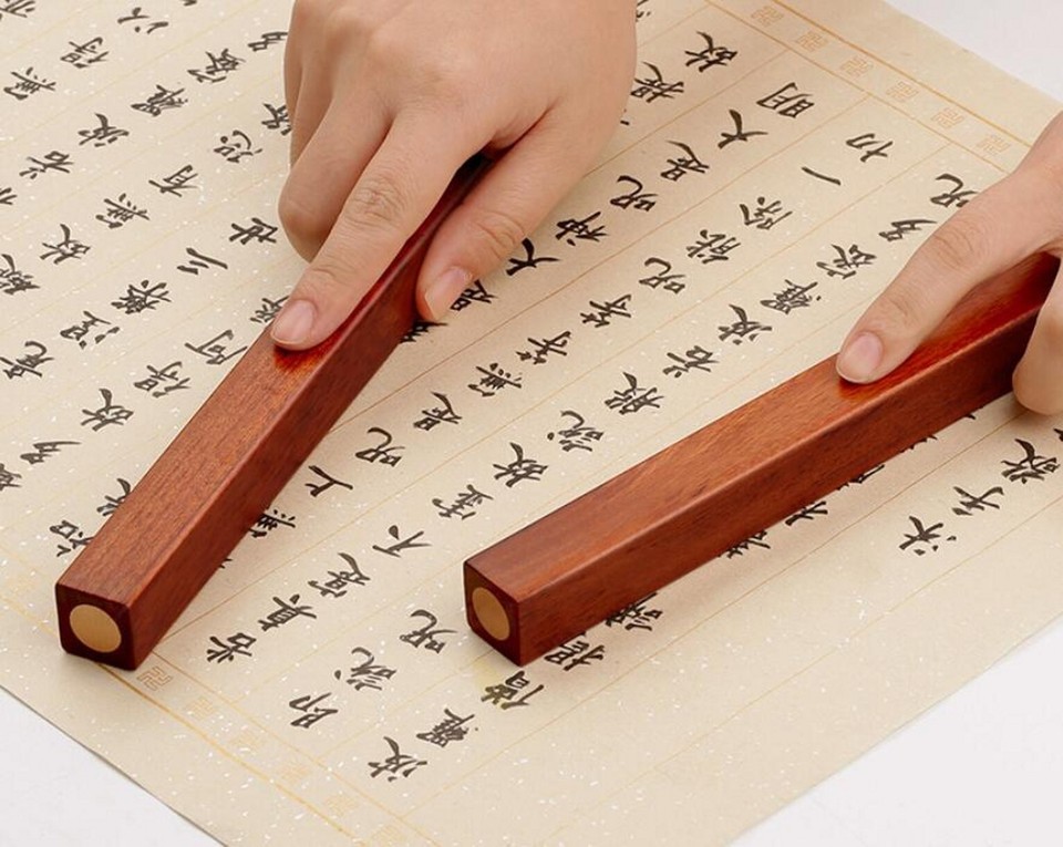 1 pair Paperweights Chinese Calligraphy Ink Painting Rosewood Paper ...
