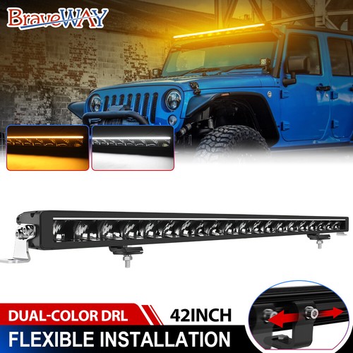 LED Work Light Bar 42'' INCH White Amber DRL Offroad Drive UTE Truck ...