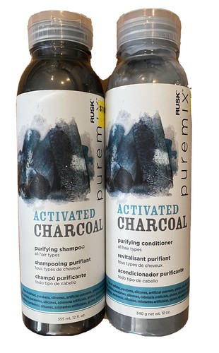 Rusk Puremix Activated Charcoal Purifying Shampoo and Conditioner 12 ...