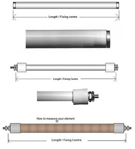 Electric Fire Bar Element, Infra Red, Silica, 616mm 24 1/4" 800W ...