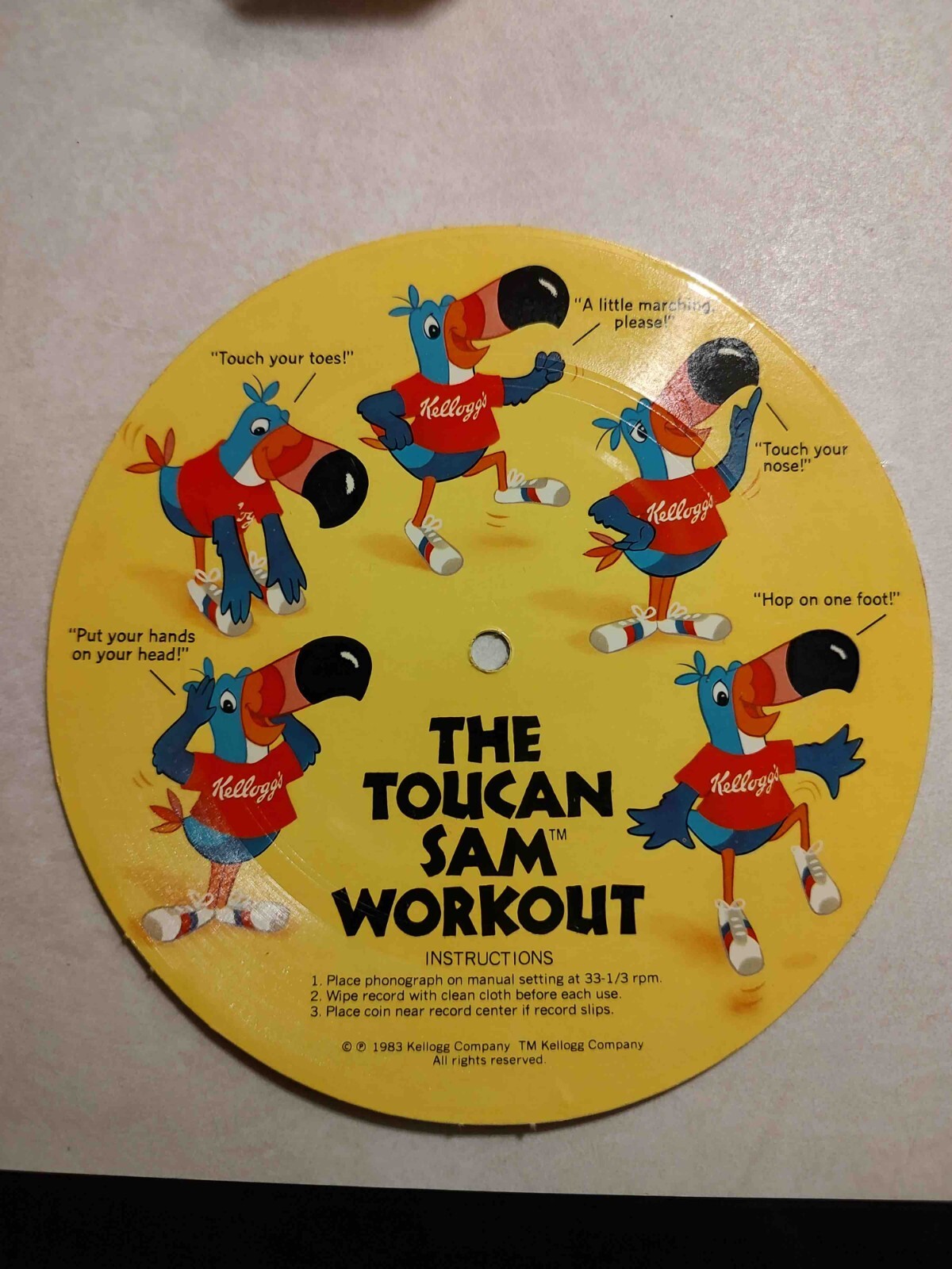 H4 1983 The Kellogg Company "The Tucan Sam Workout" 331/3 RPM 6" record ...