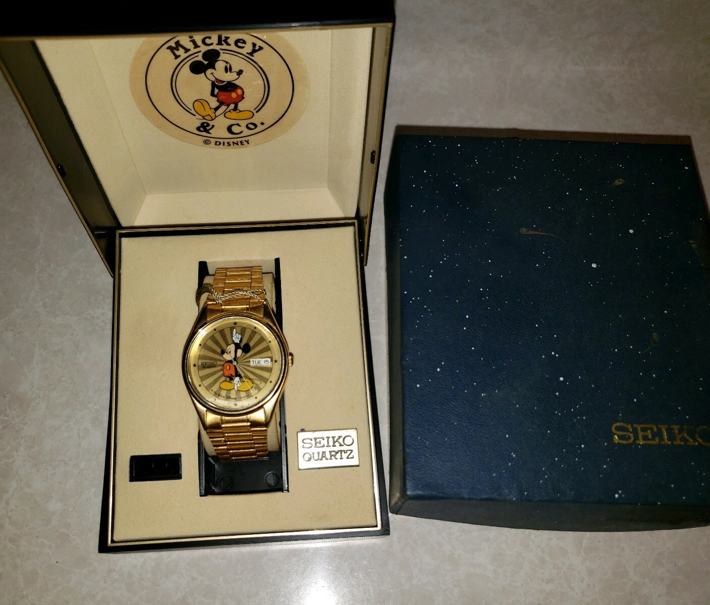 Seiko Mickey Mouse Watch with Starburst Dial Gold Plated | eBay